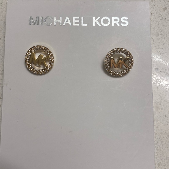 Michael Kors | Jewelry | Michael Kors Brass And Pav Crystal Mk Logo ...